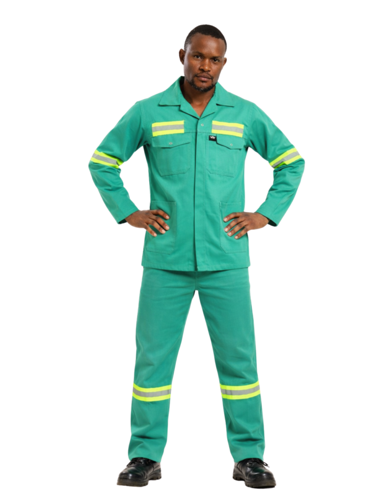 D59 Flame Fern Green Suit With Tape - Vulcan Workwear
